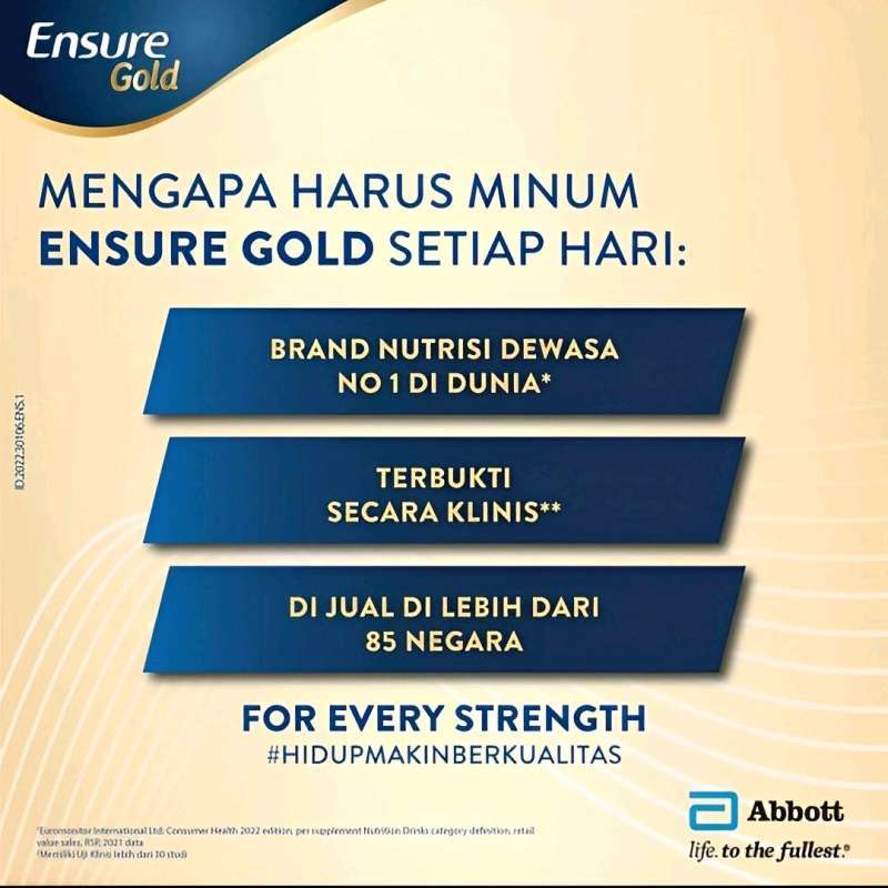 Jual Ensure Gold Vanilla 850gr Kemasan Baru Di Seller Clara Baby Shop - Bantar Gebang, Kota ...