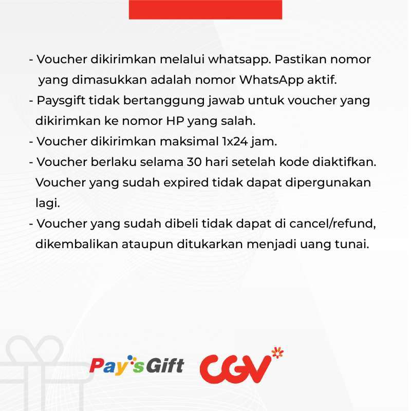 Promo [paysgift] Voucher Digital Cgv Value Rp. 20.000 Diskon 23% Di Seller Paysgift Official ...