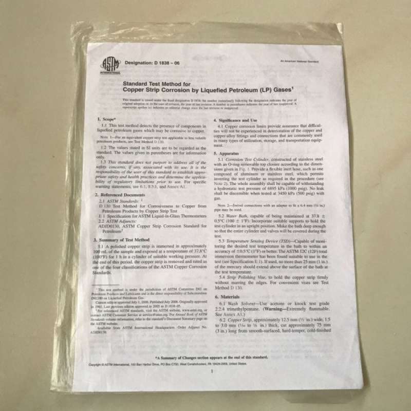 Jual Astm D1838 06 Standard Test Method For Copper Strip Corrosion By