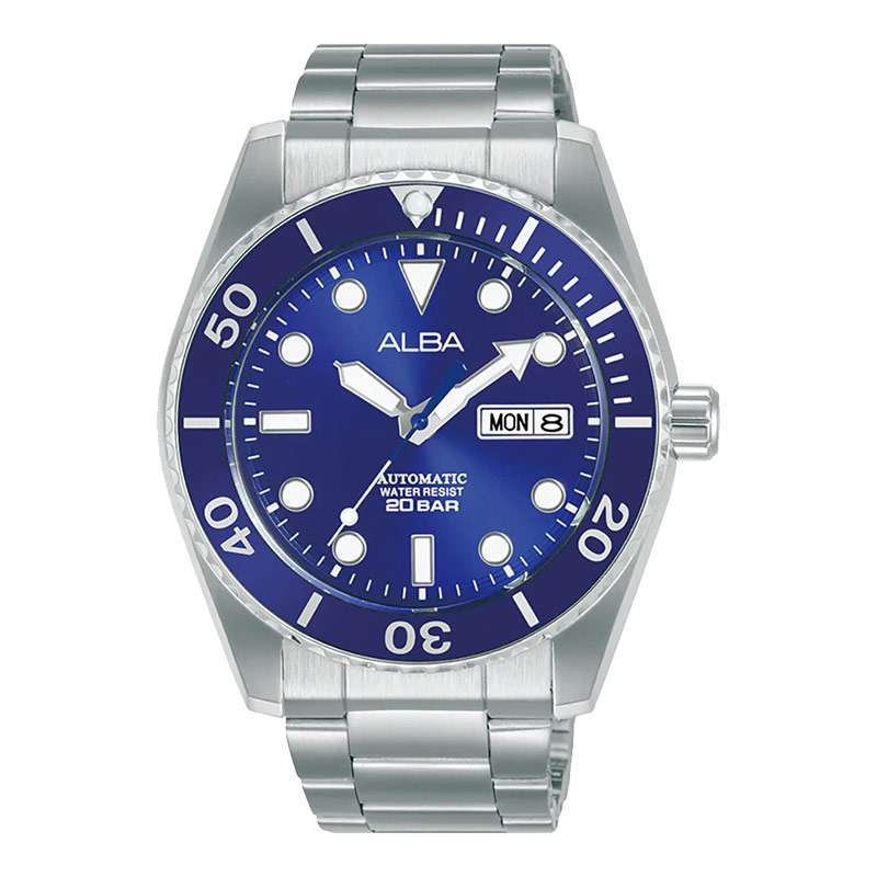 Promo Jam Tangan Pria Alba AL4359X1 Automatic Men Blue Dial Stainless ...