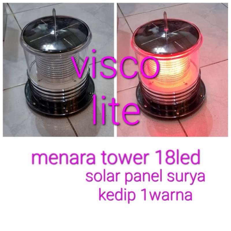 Promo lampu menara led solar panel 18led / navigasi light gedung tower ...