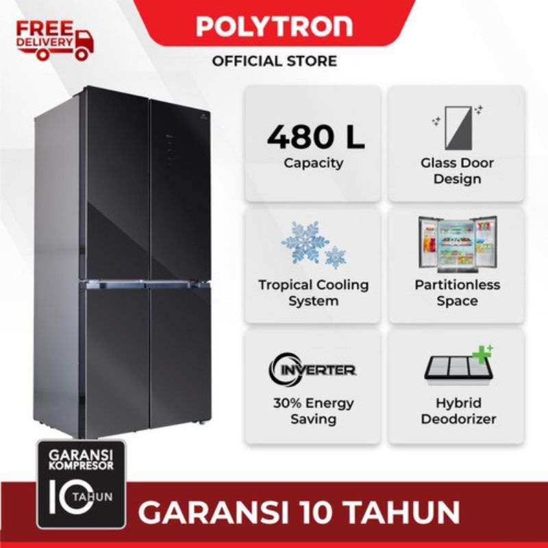 Jual Kulkas 4 Pintu Polytron Prs 510 X Side By Side 480 Liter Prs510x ...