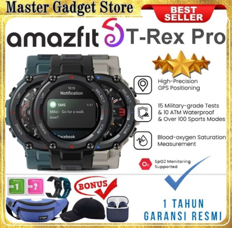 Jual Amazfit T REX Smartwatch GPS Military STD Smart watch T-Rex Trex ori - Trex Pro- Blue, FRE ...