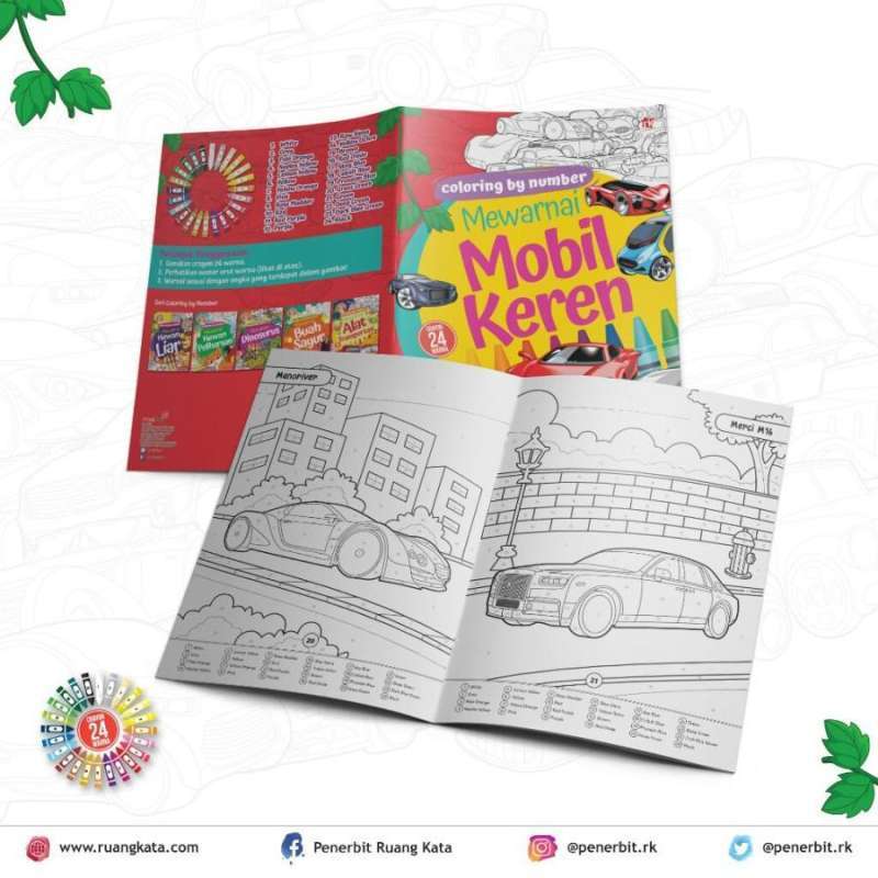 Jual Coloring Book By Number | Buku Mewarnai Anak Edisi Mobil Keren Di ...