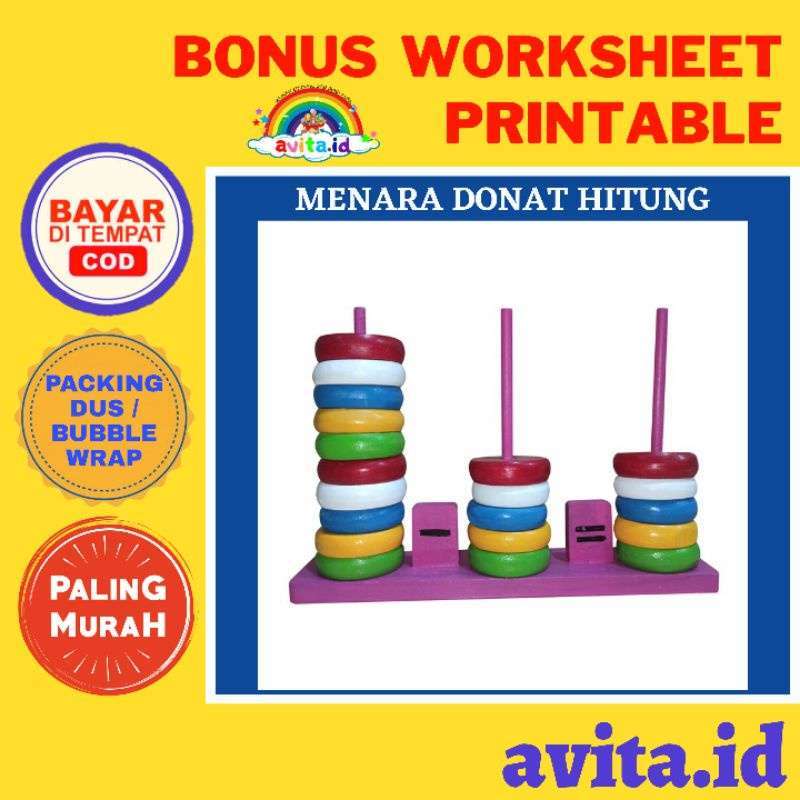 Jual avita.id MENARA DONAT HITUNG | Mainan Edukasi Anak Donat Hitung 20 ...