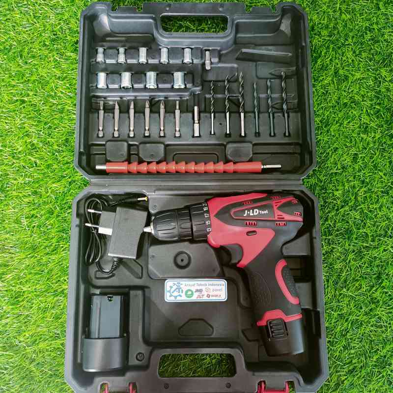 Promo Mesin Bor Baterai 12 V JLD Komplit Set Charger 2 Batre + Mata Bor ...