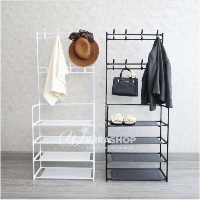 Promo rak multi fungsi standing hanger rak sepatu baju serbaguna Rak ...