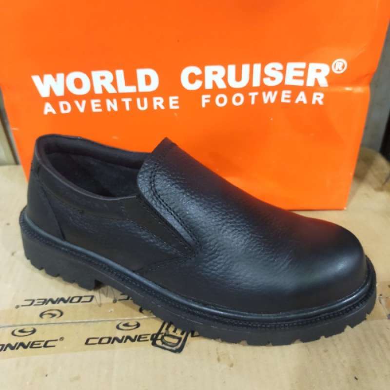 Promo Sepatu safety slip on pria kulit asli/sepatu Septi ujung besi ...