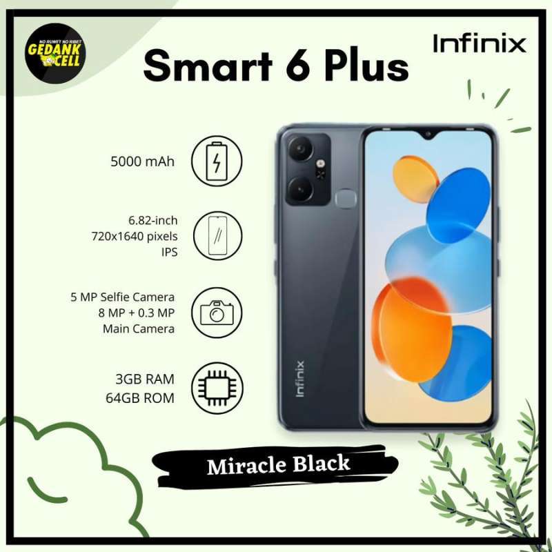 Jual Infinix Smart 6 Plus 3/64gb - Hp New Resmi di Seller GEDANK CELL ...