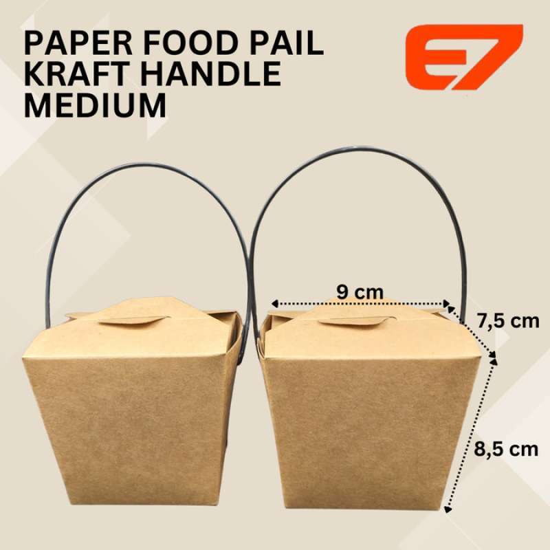 Promo Paper Food Pail Handle Lunch Box Take Away Kotak Kertas Makan ...