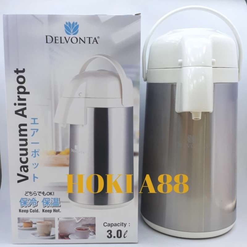 Promo Termos Air Panas Pompa 3 Liter Delvonta Vacuum Airpot Diskon 19% ...