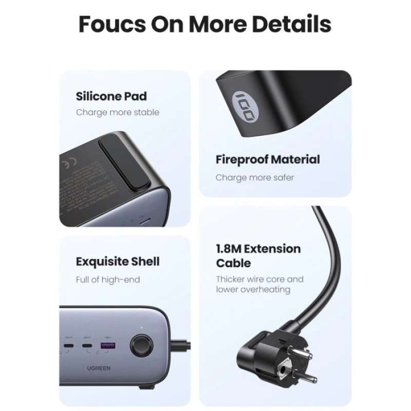 Promo Ugreen Diginest Pro Gan 100w Desktop Charger Station Usb C Power Socket Adaptor - 60167 ...
