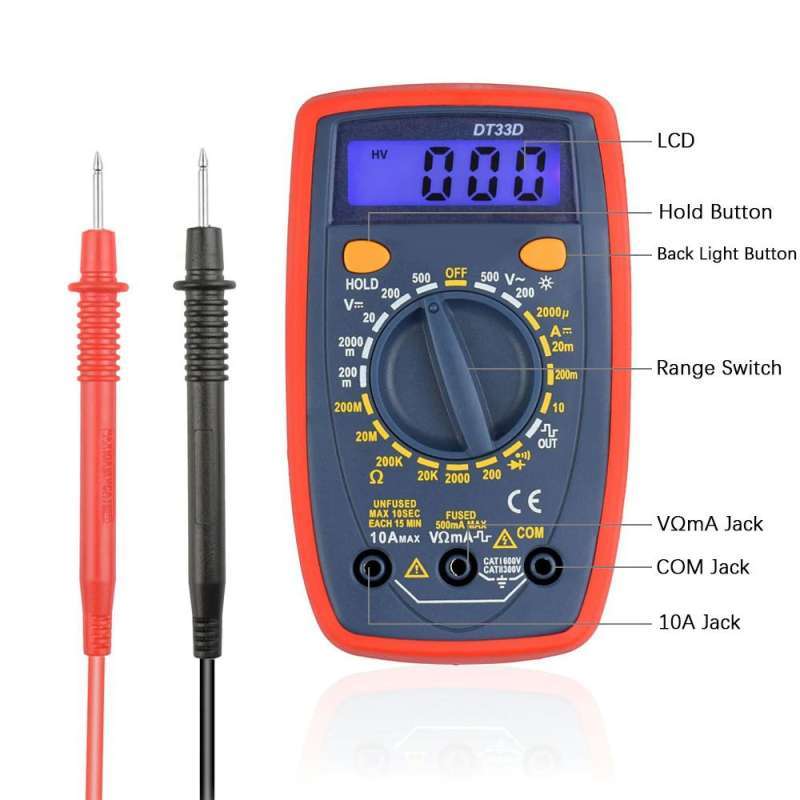 Jual Digital Multimeter Dt33d Backlight Ac Dc Voltage Multi Tester Di ...