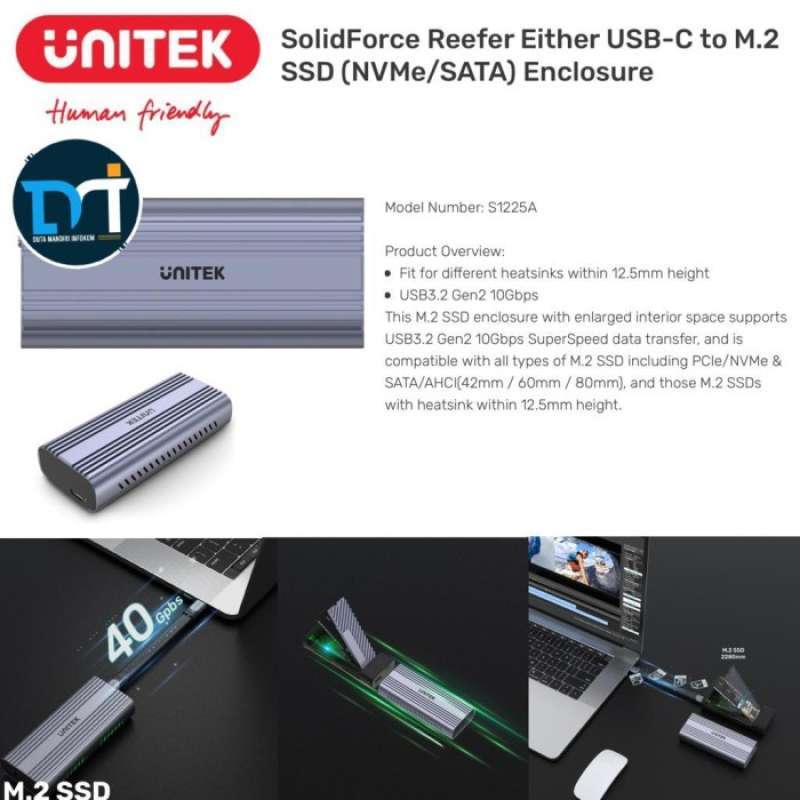 Promo Unitek SolidForce Reefer Either USB-C to M.2 SSD (NVMe/SATA ...
