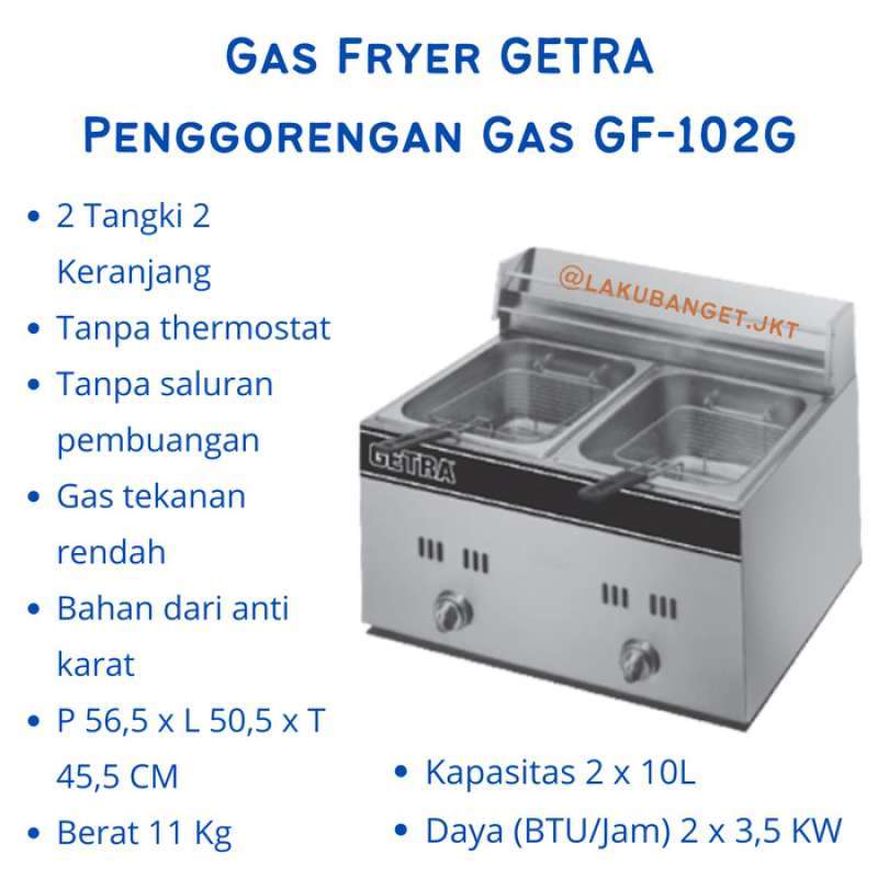Promo Gas Fryer Getra Gf 102G / Penggorengan Gas Gf-102G Garansi Resmi Diskon 6% di Seller RTT ...