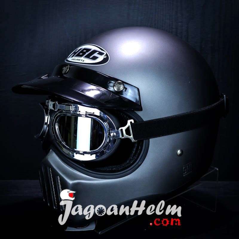 Jual HBC HELM HBC CAKIL SOLID | GREY DOFF | CLASSIC RETRO FULLFACE di ...