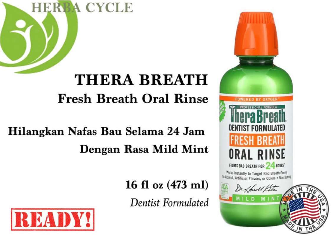 Jual TheraBreath Mouthwash Mild Mint Obat Kumur Untuk Mulut Bau [473 mL ...