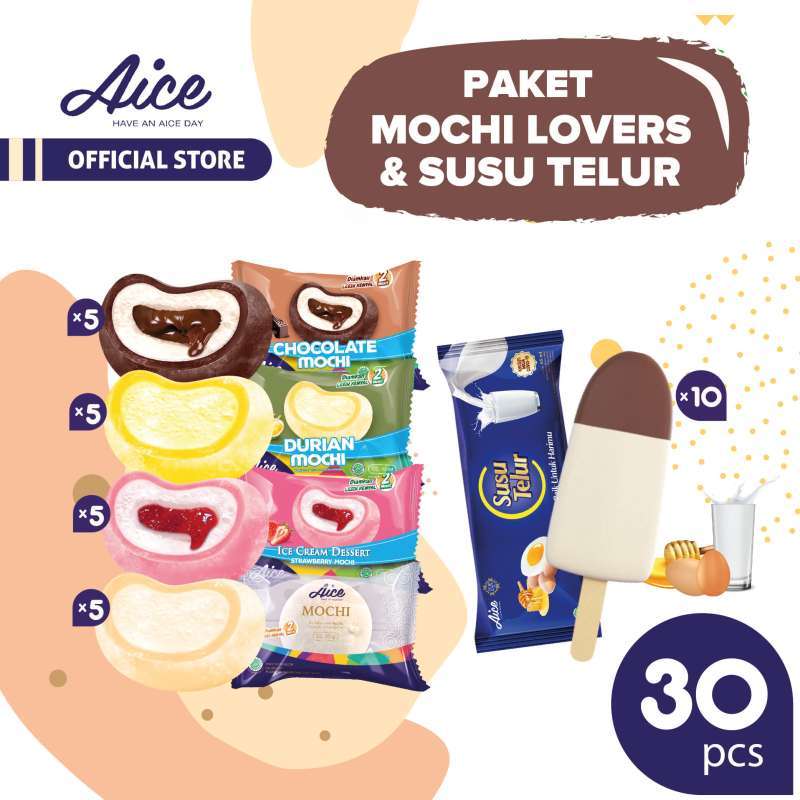 Jual Paket Aice Ice Cream Mochi 20 Pcs ( 4 varian rasa masing-masing 5 ...