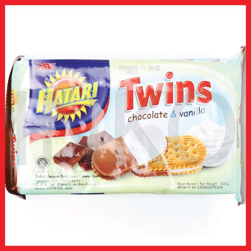 Jual HATARI TWINS CHOCOLATE VANILLA BISKUIT DENGAN KRIM RASA COKELAT di ...