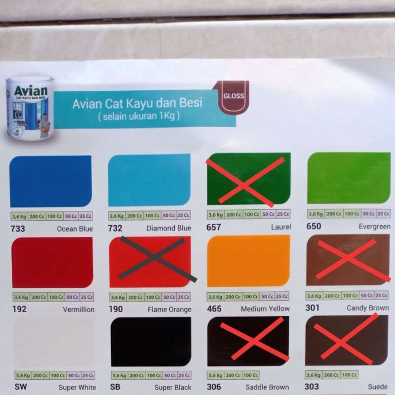 Jual Cat Besi Avian 25 Cc /cat Kayu /cat Minyak /cat Avian High Gloss ...