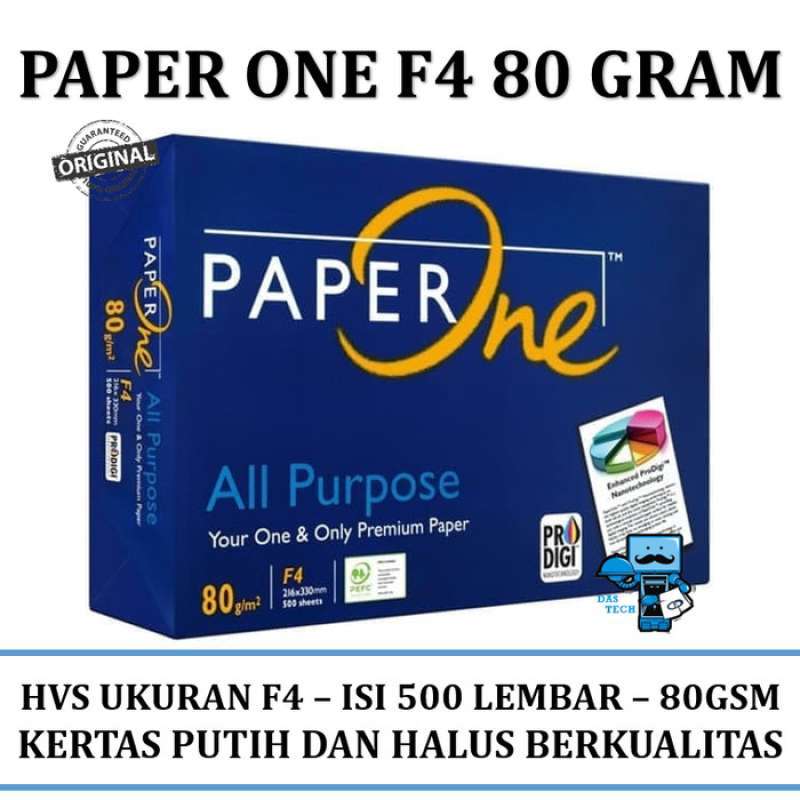 Jual Kertas HVS F4 / Folio 80 Gram Paper One- Harga Per 1 Rim di Seller ...