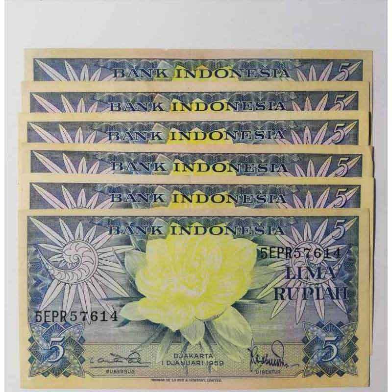 Jual uang kuno 5 rupiah tahun 1959 seri bunga di Seller NewMan Bali ...