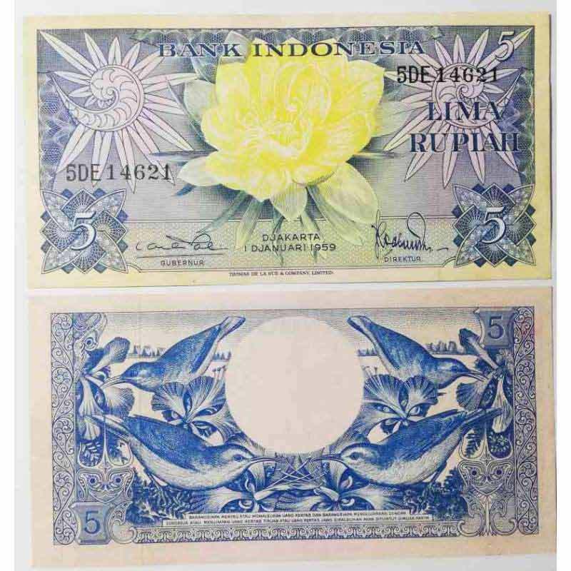 Jual uang kuno 5 rupiah tahun 1959 seri bunga di Seller NewMan Bali ...