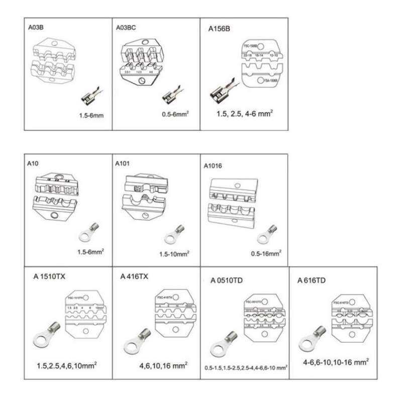 Jual Replace Die Set Crimper Die Kit For Insulated/non-insulated Cable ...