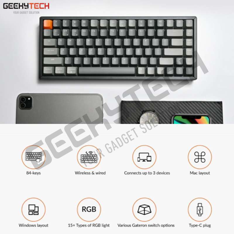 Jual Keychron K2 V2 84 Keys Rgb Backlight Plastic Frame - Brown Switch ...