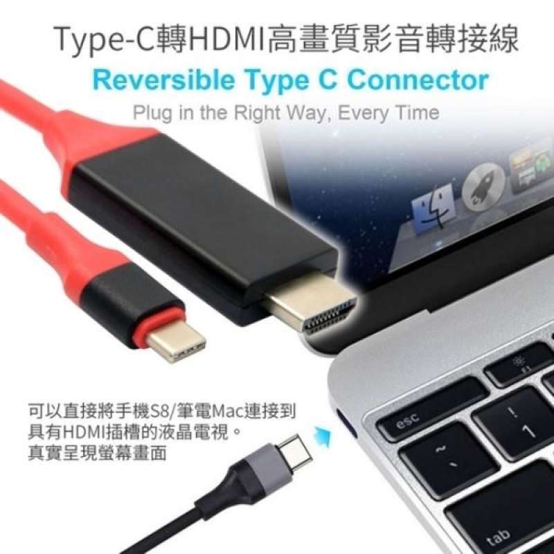 Jual 4K mobile phone to HDMI TV screen adapter cable Type-C version di ...