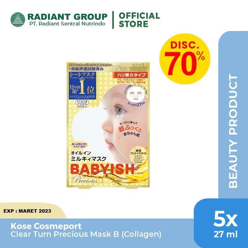 Jual Kose Clear Turn Preciousmask B Collagen Babyish [5 sheet] di ...
