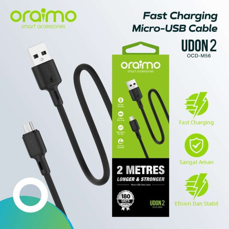 Promo Oraimo Kabel Data Micro USB 2 Meter Android Fast Charging OCD-M56 ...