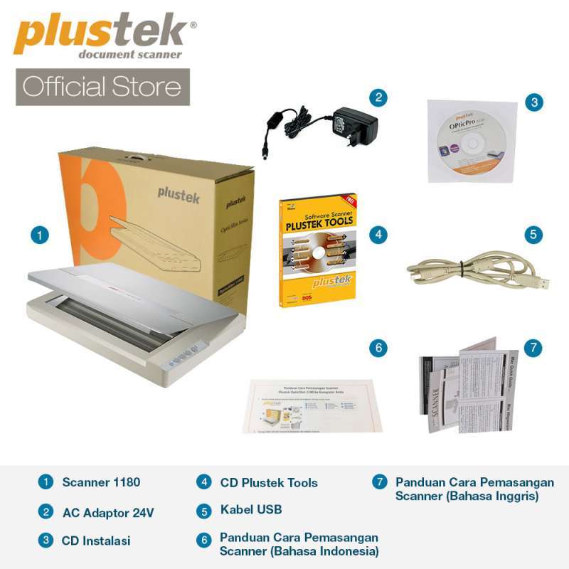 Jual Plustek Scanner Opticslim 1180 (a3 - 15 Detik) (flatbed) Di Seller ...