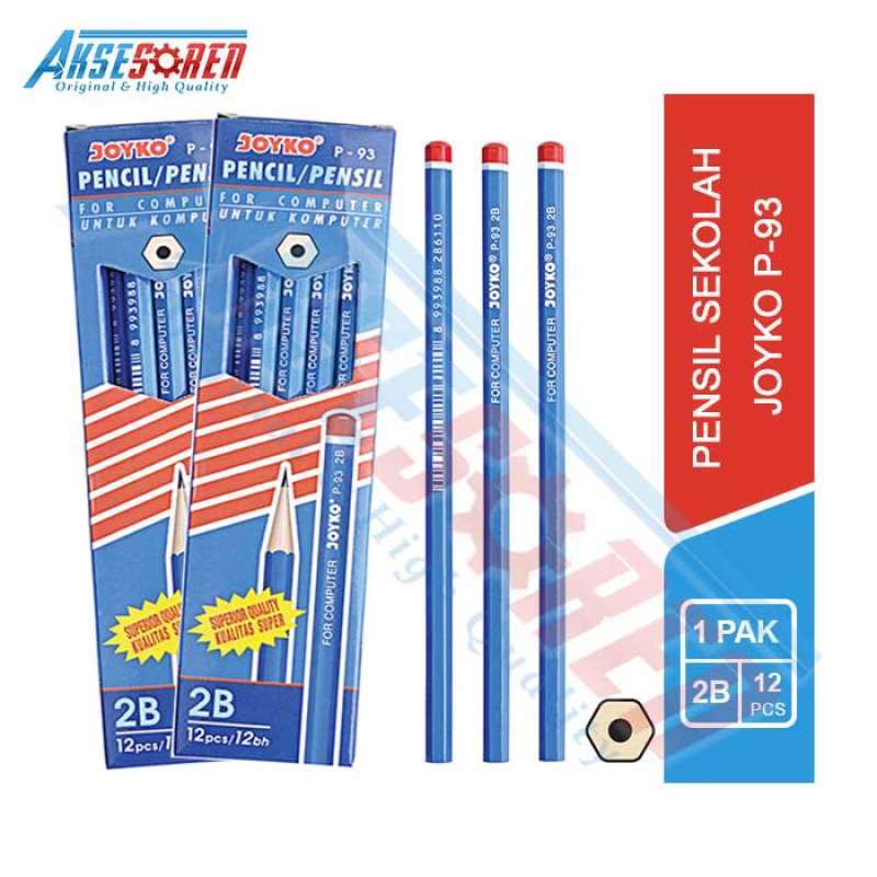 Jual Pensil 2B Joyko [P-93/12 pcs] / Alat Tulis Ujian Komputer / Pencil Gambar Menulis [1 Pack ...