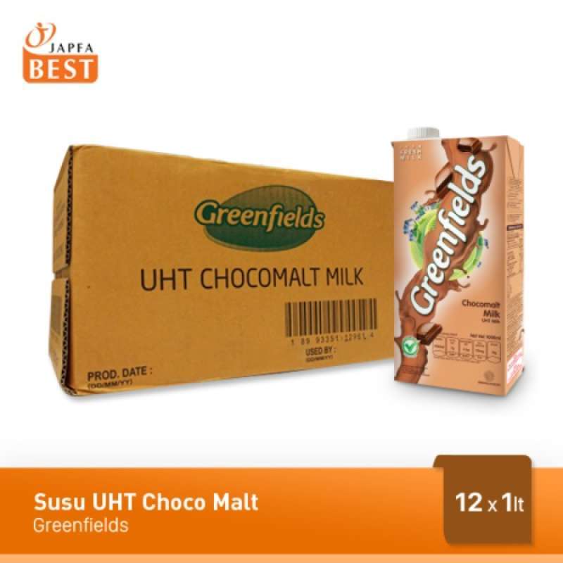 Promo Susu UHT Choco Malt Greenfields [12 Pcs x 1 Liter] Diskon 12% di ...
