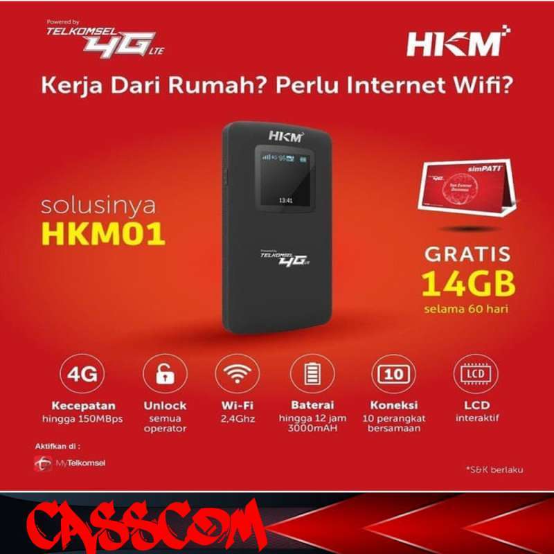 Jual HKM001 MIFI MODEM WIFI ROUTER 4G LTE FREE TELKOMSEL 14GB UNLOCK di ...
