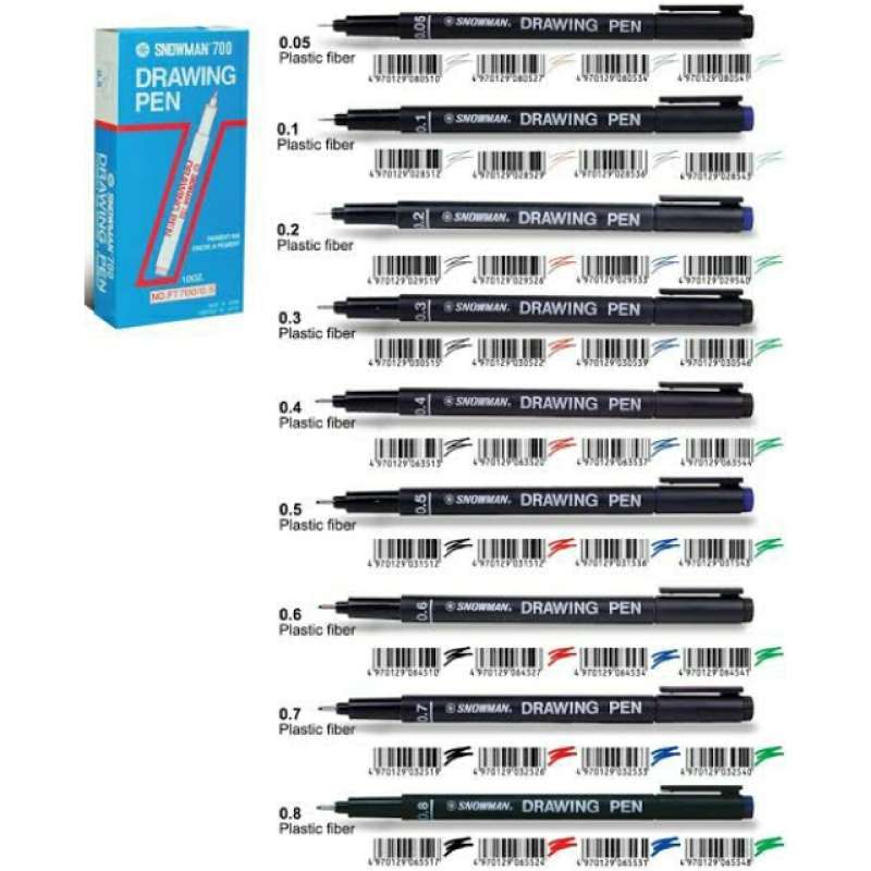 Jual SET 9 UKURAN SNOWMAN DRAWING PEN TECHNICAL SKETCHING PRO GAMBAR ...