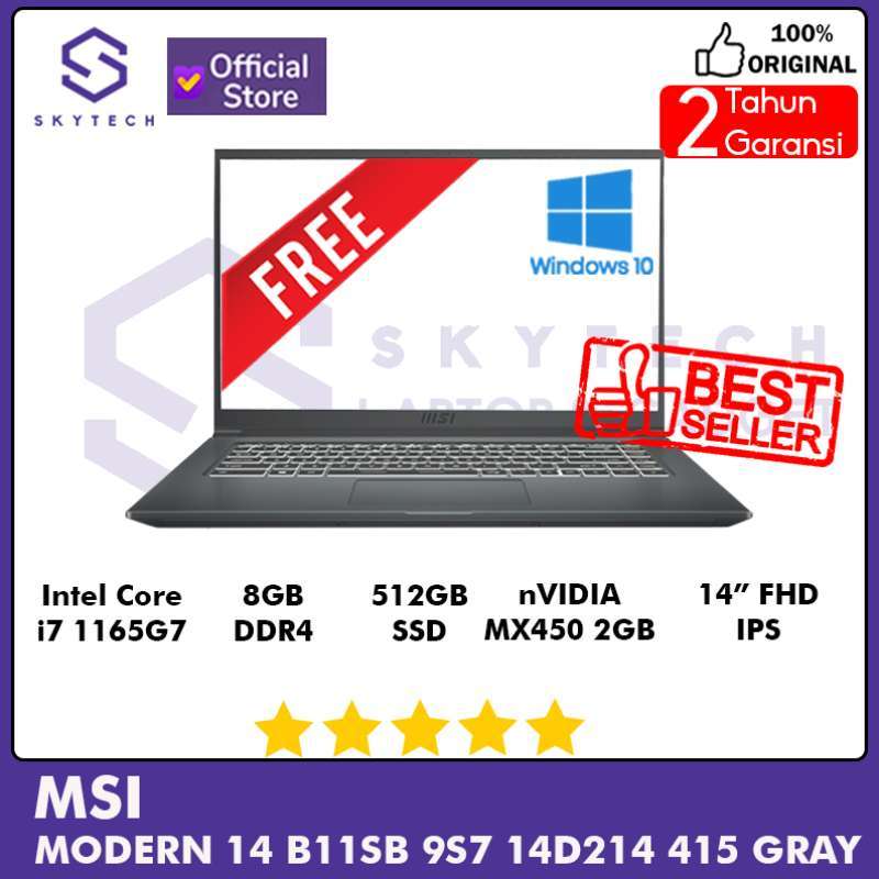Jual Laptop Msi Modern 14 B11sb 9s7-14d214-415 I7 1165g7 8gb 512gb Ssd ...