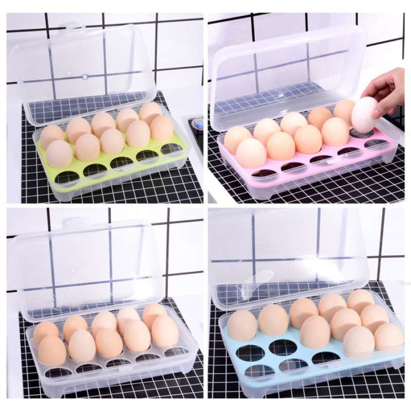 Jual KOTAK TEMPAT BOX TELUR 15 LUBANG SEKAT STORAGE EGG ORGANIZER ...