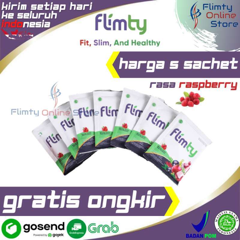 Jual 5 Sachet Flimty Fiber Rasa Raspberry Diet Detox Pelangsing ...