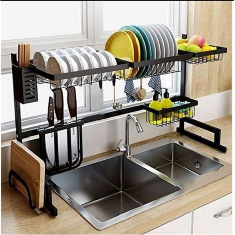 Jual RAK WASTAFEL RAK DAPUR Rak Piring dan Peralatan Dapur kokoh Hitam ...