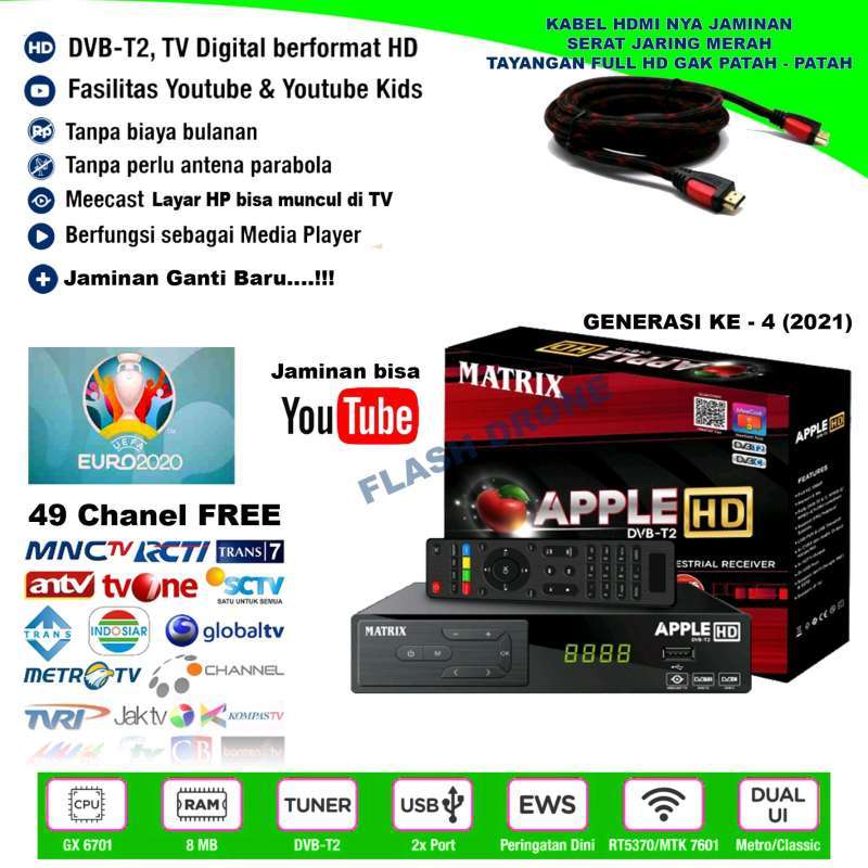 Jual SET TOP BOX TV DIGITAL MATRIX APPLE HD BISA YOUTUBE IPTV MEECAST ...
