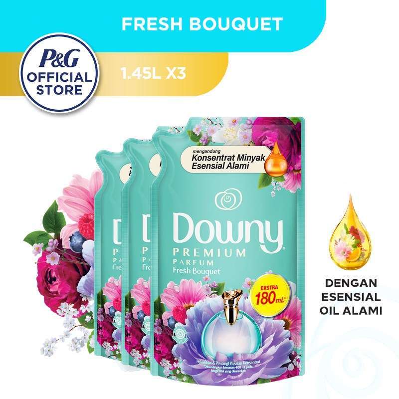 Promo Downy Pewangi dan Pelembut Pakaian Konsentrat Fresh Bouquet 1.45 L - Paket Isi 3 Diskon 28 ...
