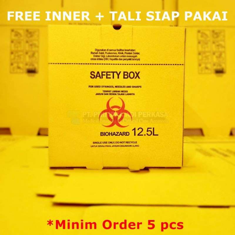 Promo Safety Box 12 5 Liter Biohazard free Inner+Tali Komplit Safety ...