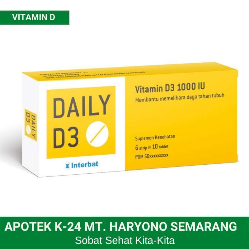 Jual Daily D3 1000 Iu Strip 10 Tablet / Suplemen Vitamin D Daya Tahan ...