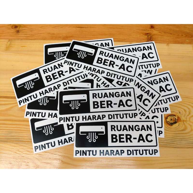 Promo Sticker Label Vinyl Stiker Ruangan Ber-ac Pintu Harap Ditutup 10 ...
