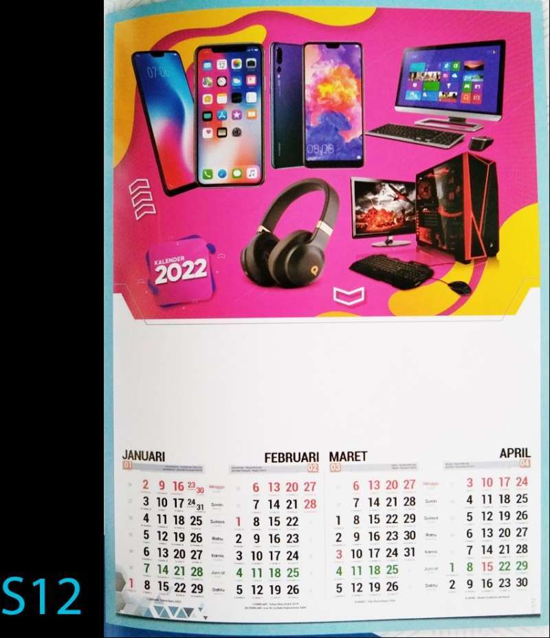 Jual Blangko Kalender Dinding 2022 S12 Teknologi Untuk diCetak Kop ...