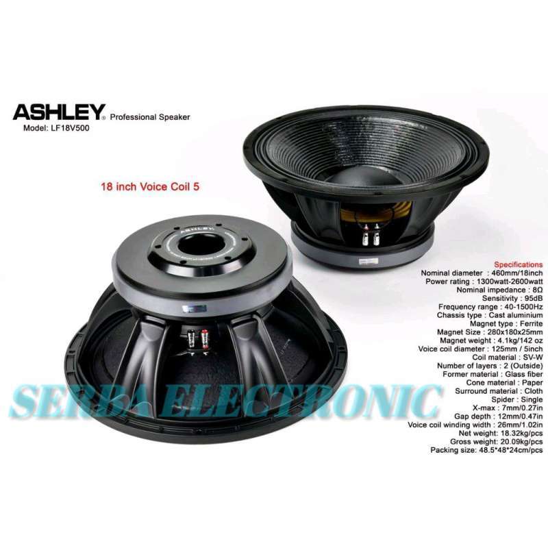 Jual Speaker subwoofer ashley 18 inch ashley lf18v500 original coil 5 ...