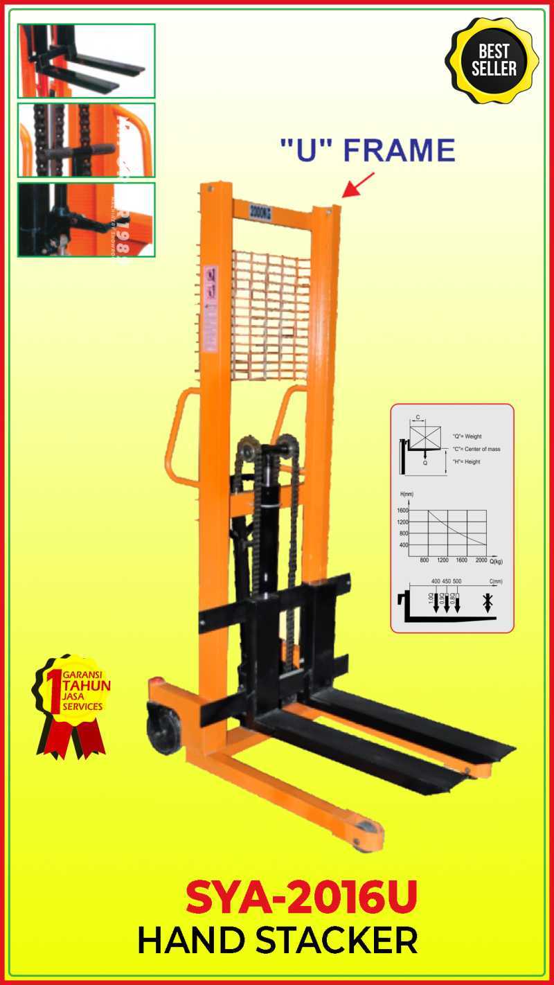 Jual Alat Angkat Barang Hand Stacker Lift Forklift 2 ton 1,6 m U Frame ...