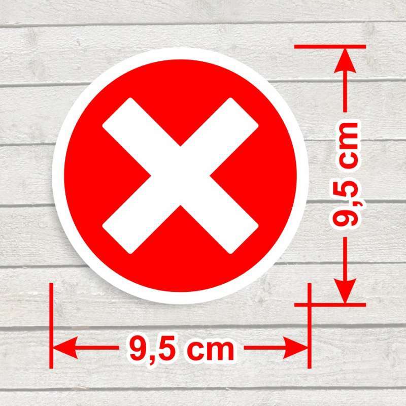 Promo Stiker Sign Centang Silang Bundar Sticker Check Cross diameter 9 ...